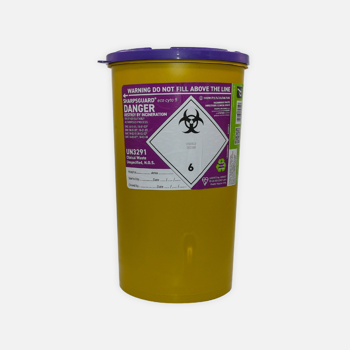 Sharpsguard Cyto 5 Litre Sharps Bin - LUMIFIL UK